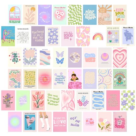 Buy Gensteuo Pastel Pink Wall Collage Kit Aesthetic Pictures 50 Set 4x6 Inch Danish Pastel