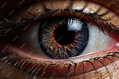 Premium Photo Biometric Eye With Code And Fingerprints Generative Ia