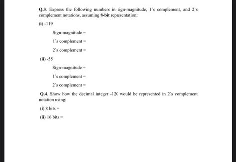 Solved Q5 Perform The Following Operations Assuming 8 Bit
