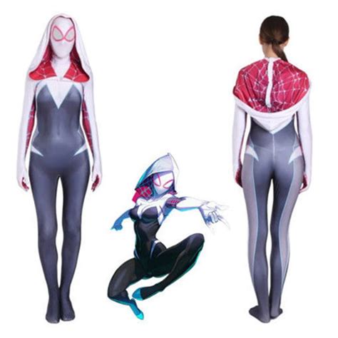Spiderman Spider Gwen Stacy Cosplay Costume Jumpsuit Lycra Zentai