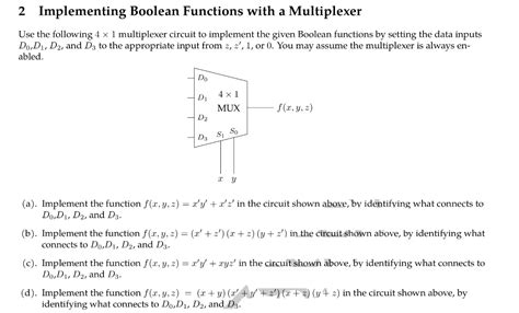 Solved 2 Implementing Boolean Functions With A Multiplexer