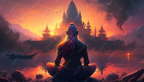 Premium Photo Internation Yoga Day Indian Yogi Baba Performing Yoga Generative Ai