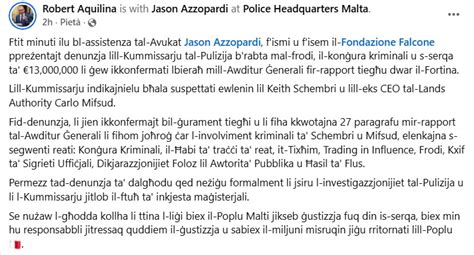 Jason Azzopardi And Robert Aquilina File A Police Report Over The Corrupt Fortina Deal The