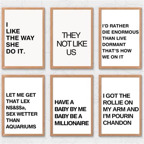 Hip Hop Wall Art Set Rap Lyrics Wall Art Home Decor Bundle Music