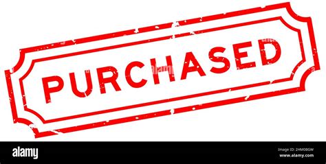 Grunge Red Purchased Word Rubber Seal Stamp On White Background Stock