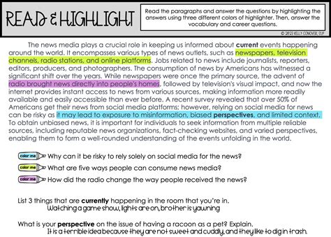 Teaching Text Evidence Using Highlighting — High School Speech Therapy