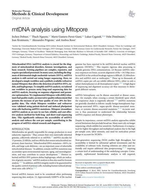 Pdf Mtdna Analysis Using Mitopore