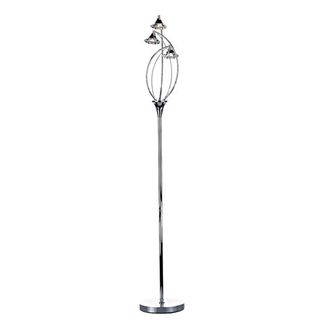 Luther 3 Light Floor Lamp Complete With Crystal Glass Polished Chrome