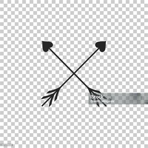 キューピッドの矢印の心バレンタインの日カード要素のアイコンが透明な背景の分離を渡ったフラットなデザインベクトル図 キューピッドのベクター