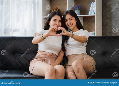 Lesbian Couple Concept Beautiful Asian Girllesbian Couple In A Room At