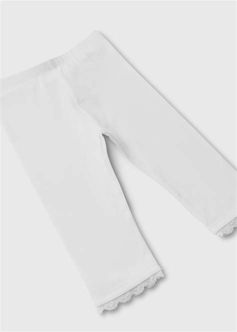 Girls White Lace Trim Leggings 1 7yrs Matalan