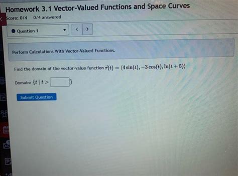 Solved Homework Vector Valued Functions And Space Curves Chegg