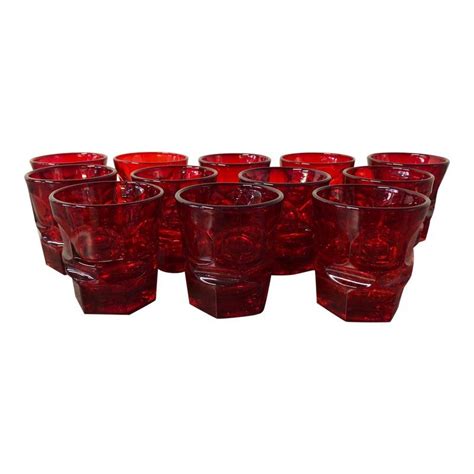Fostoria Argus Ruby Red Old Fashioned Tumblers Set Of 12 Vintage