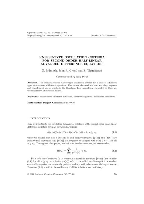 Pdf Kneser Type Oscillation Criteria For Second Order Half Linear Advanced Difference Equations