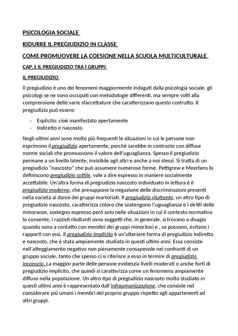 Psicologia Sociale Riassunti Libro Docsity