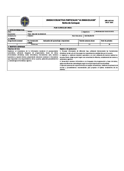Plan Anual Programacion Y Base De Datos 1 2 3