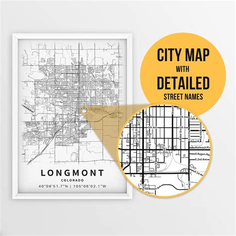 Printable Map Of Longmont Colorado Usa With Street Names Instant