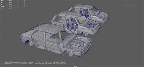 汽车残骸废旧汽车报废车辆3dmaya模型已塌陷汽车模型下载 摩尔网cgmol