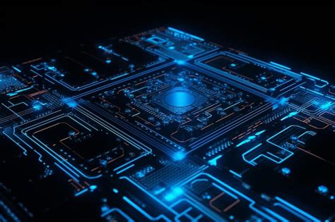 Premium AI Image A Close Up Of A Computer Circuit Board With Blue Lights Generative Ai