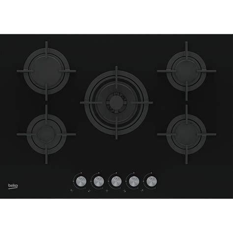 Plaque de cuisson à gaz encastrable 5 foyers Noir BEKO HILW75222S