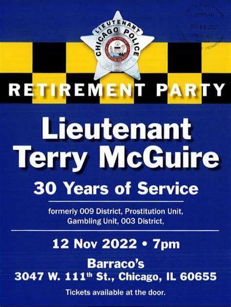 Retirement Party For Lieutenants Association Area Rep Lt Terry