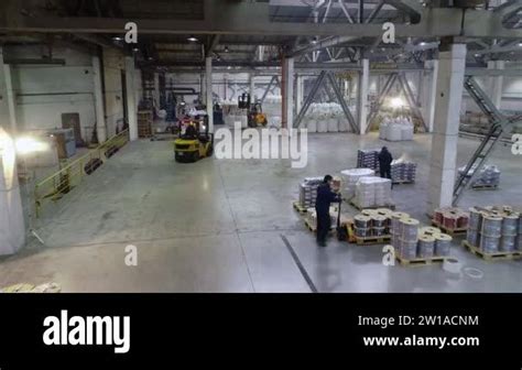 Workflow In A Warehouse Active Work In A Warehouse Forklifts In A