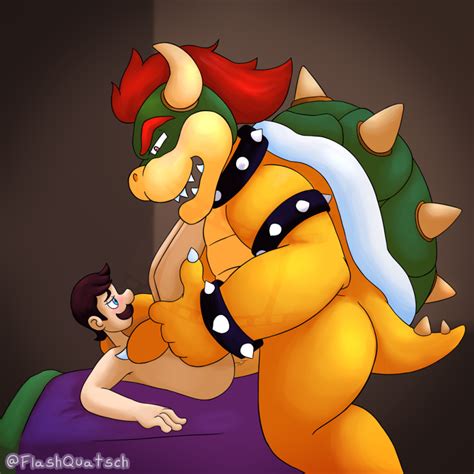 rule 34 anal anal sex anthro bed bed sheet bedding blue eyes bowser