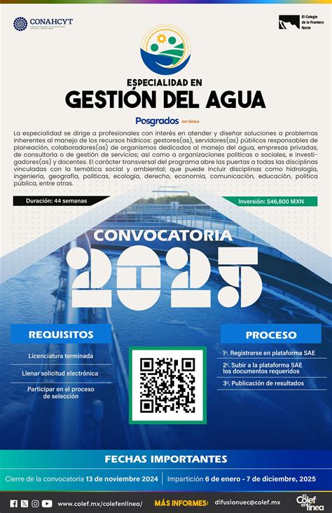 Especialidad en Gestión del Agua Colef Agua org mx