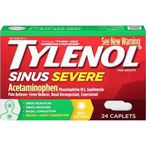 Tylenol Sinus Severe Daytime Caplets With Acetaminophen Guaifenesin