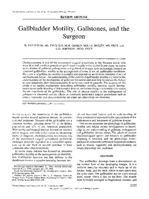 Pdf Gallbladder Motility Gallstones And The Surgeon
