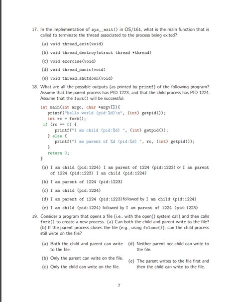 Solved 17 In The Implementation Of Sys S Exit In OS 161 Chegg Com