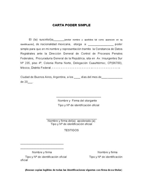 Carta Poder 1 1 Vroguecarta Poder Template