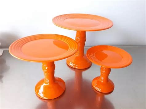 Trio Boleira Em Cerâmica Kit Boleiras P m g Laranja Parcelamento sem juros