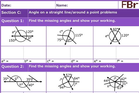 angles around a point worksheet with answers