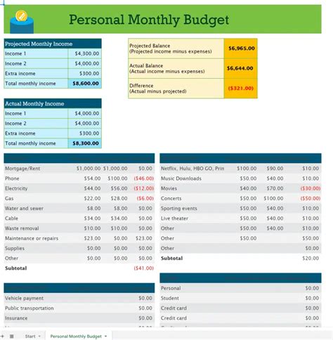 Sample Excel Budget Template