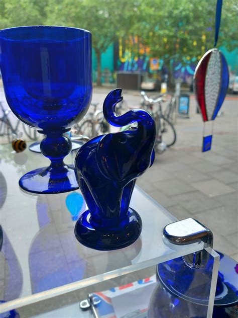 Bijou Blue Glass Elephant Sculpture By Original Bristol Blue Glass