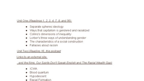 Unit Overview Social Inequality Gender And Race Course Code