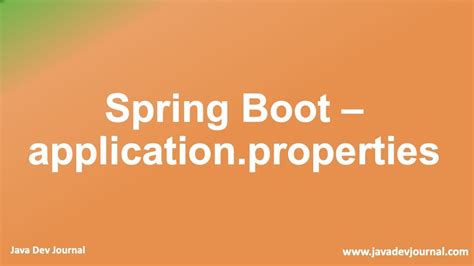 What Is Application Properties File In Spring Boot