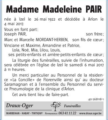 Nécrologie Pompes funèbres Draux