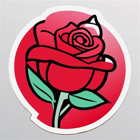 Premium Vector Red Rose Flower Sticker Print Or Red Artistic Rose