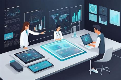 Premium Photo A Vector Graphic Of Students Using Holographic Displays