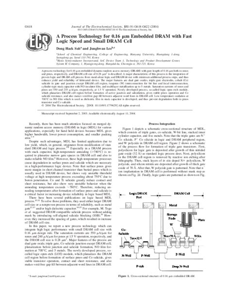 Pdf A Process Technology For 016 μm Embedded Dram With Fast Logic Speed And Small Dram Cell