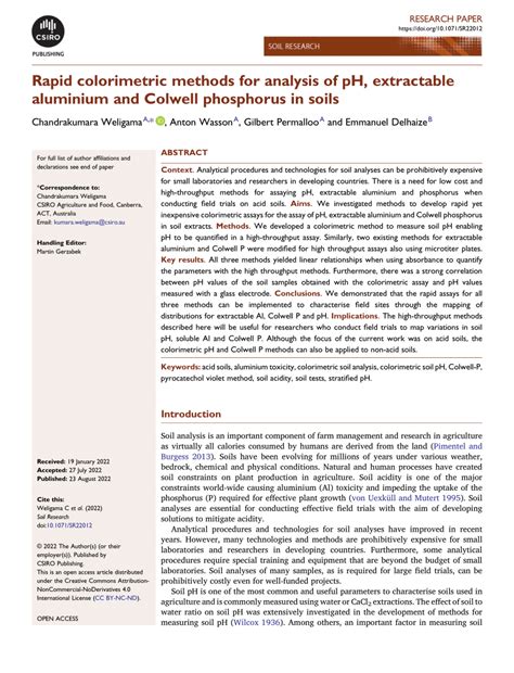 Pdf Rapid Colorimetric Methods For Analysis Of Ph Extractable