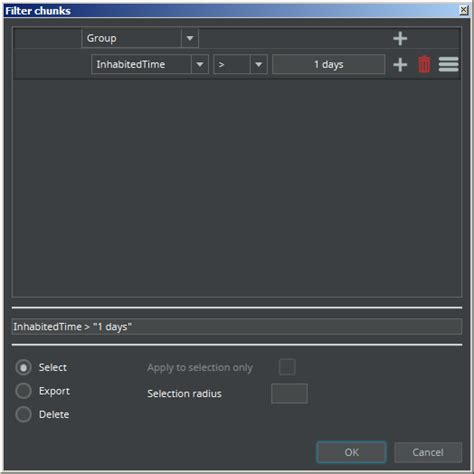 Selection Radius Option In Filter Chunks Messes Up Selections For Whole Regions Issue