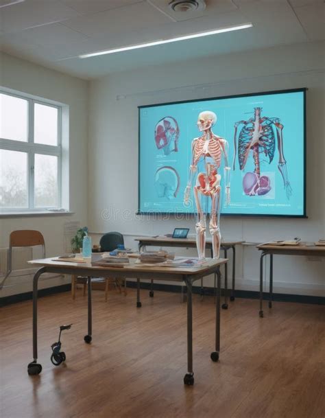 Salle De Classe D Anatomie Moderne Avec Squelette Image Stock Image