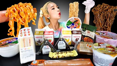 Mukbang Convenience Store Food 편의점 음식 먹방 ️까르보불닭볶음면 육개장컵라면 삼각김밥 슈퍼