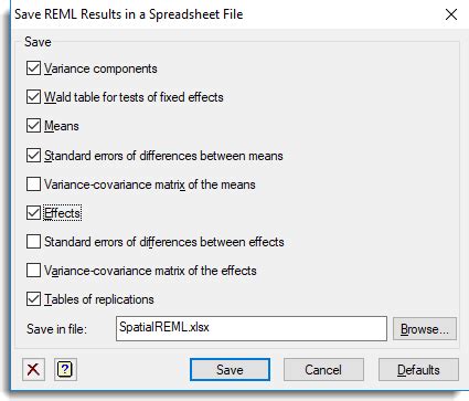 Save Reml Results In A Spreadsheet File Genstat Knowledge Base