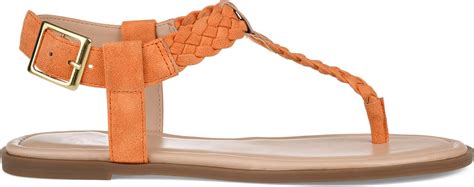 Brinley Co Womens Braided T Strap Sandal Orange 8