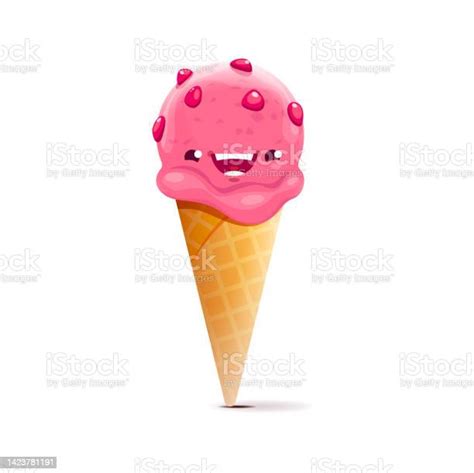 Karakter Kawaii Pencuci Mulut Es Krim Kartun Ilustrasi Stok Unduh