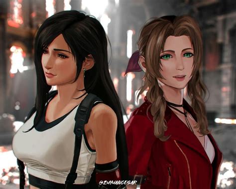 Tifa And Aerith Ff7 Remake Cesar Digital Artist Logo Illustration